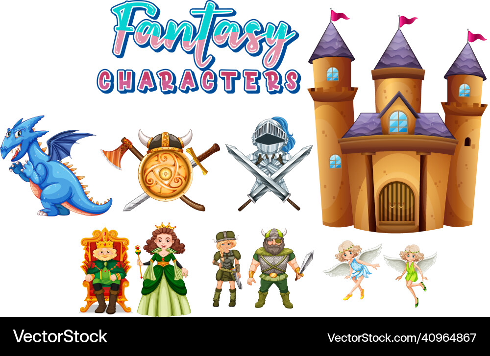Fantasy cartoon characters set Royalty Free Vector Image