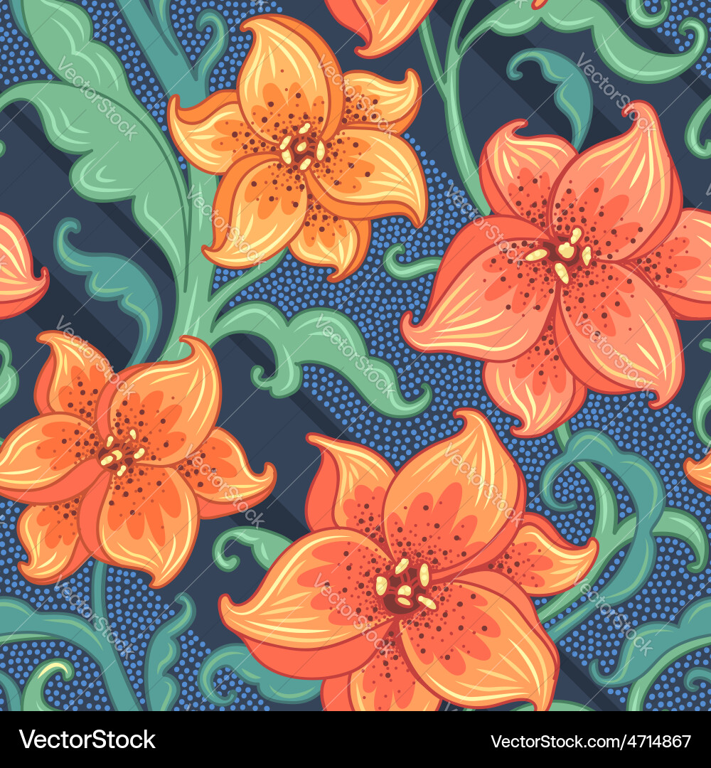 Flower pattern lily blue Royalty Free Vector Image