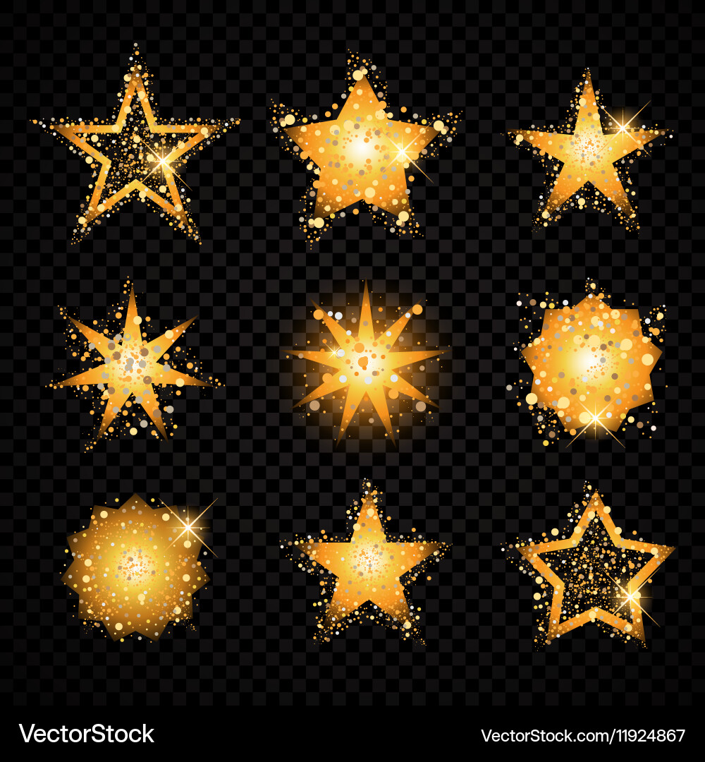 Gold glittering stars sparkling particles Vector Image