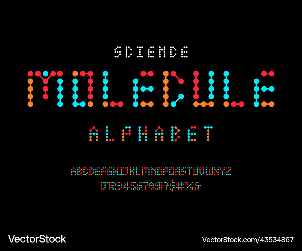 Molecular Alphabet Font Royalty Free Vector Image