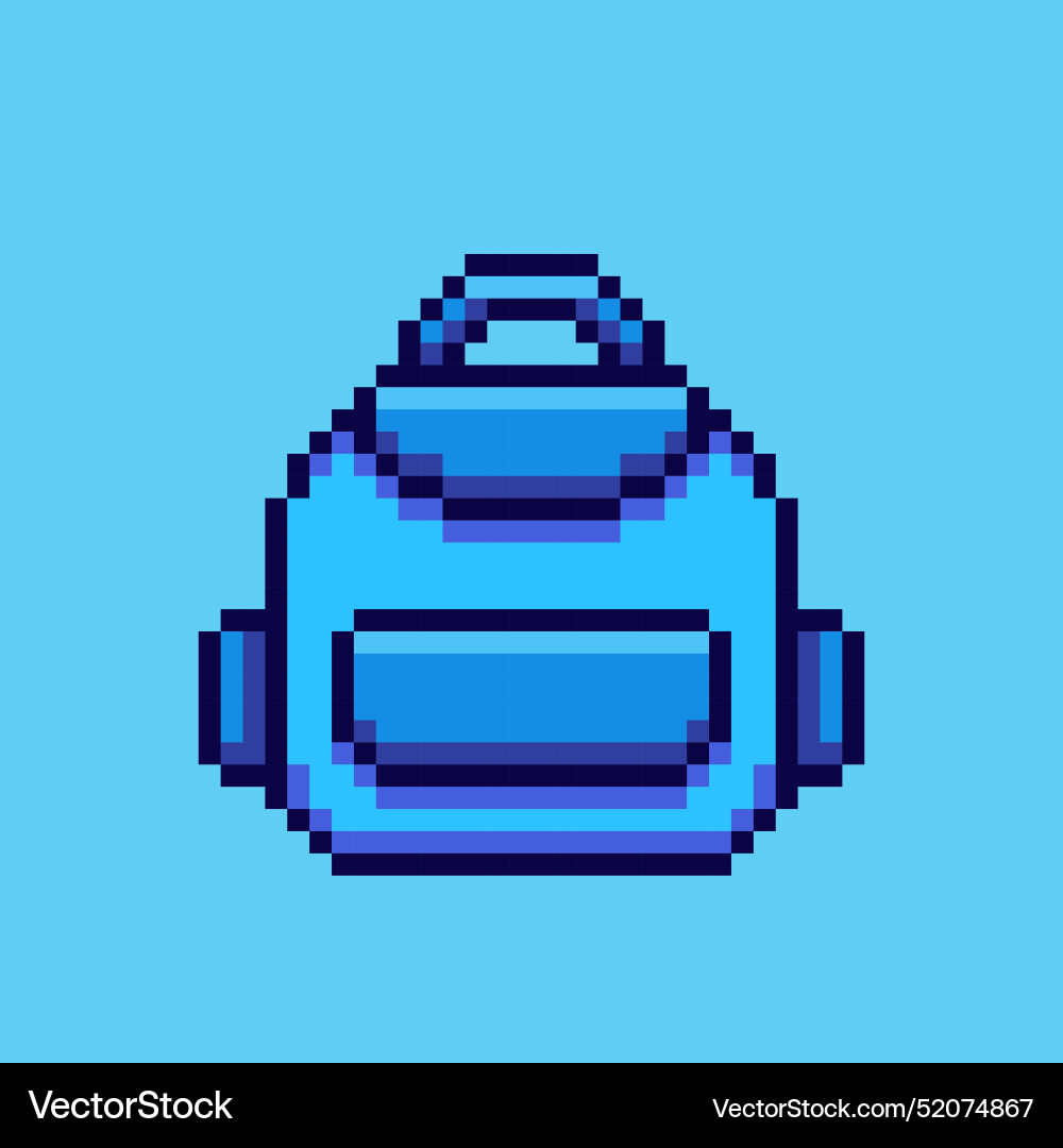 Pixel art school bag game asset design Royalty Free Vector