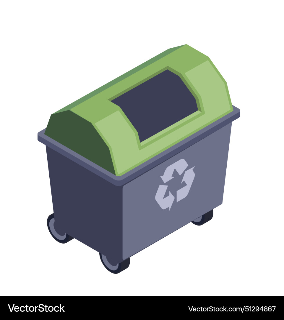 Recycling bin in isometric Royalty Free Vector Image
