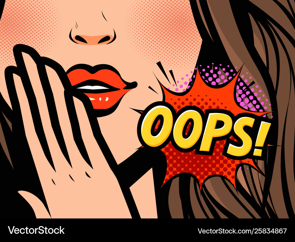 Surprised woman oops in pop Royalty Free Vector Image