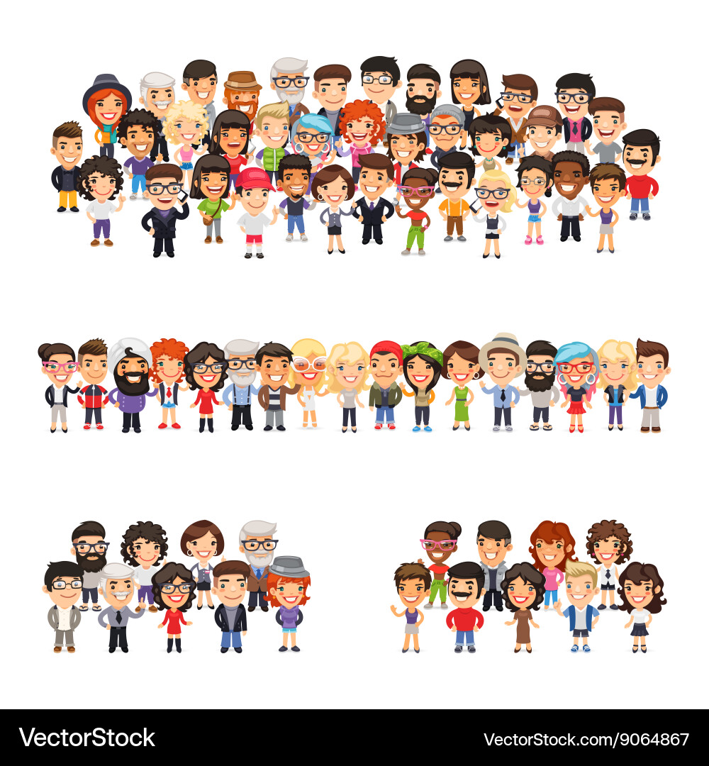 Three group of people Royalty Free Vector Image