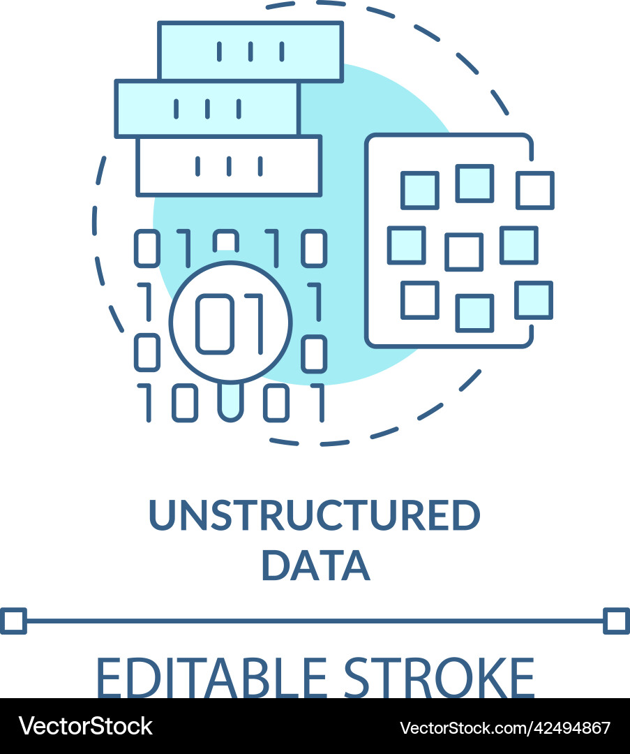 Unstructured data turquoise concept icon Vector Image Unstructured data turquoise concept icon Vector Image