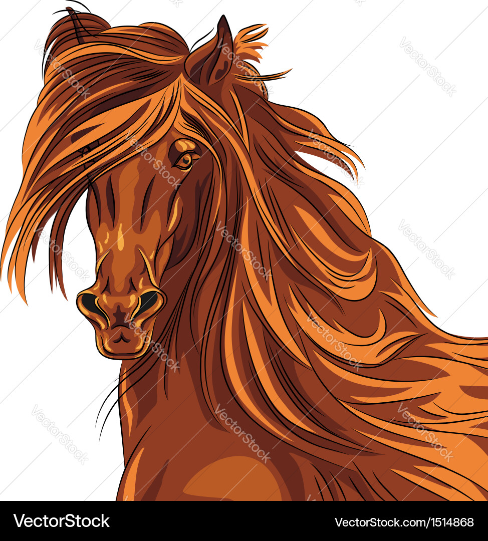 Beautiful red horse with long mane Royalty Free Vector Image