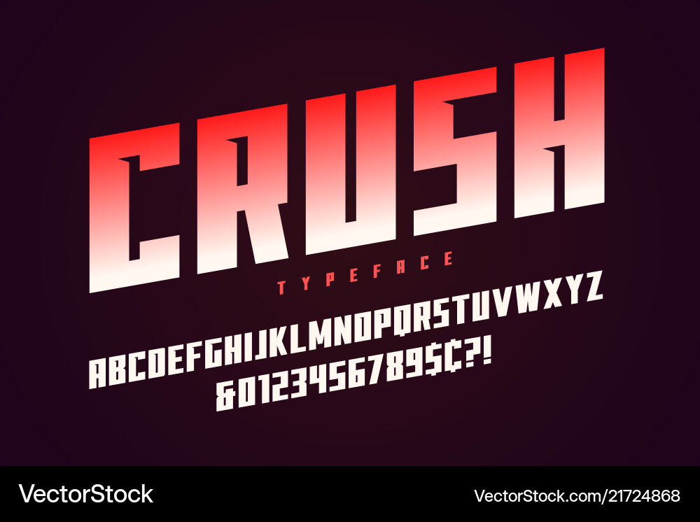 Crush display font design alphabet typeface Vector Image