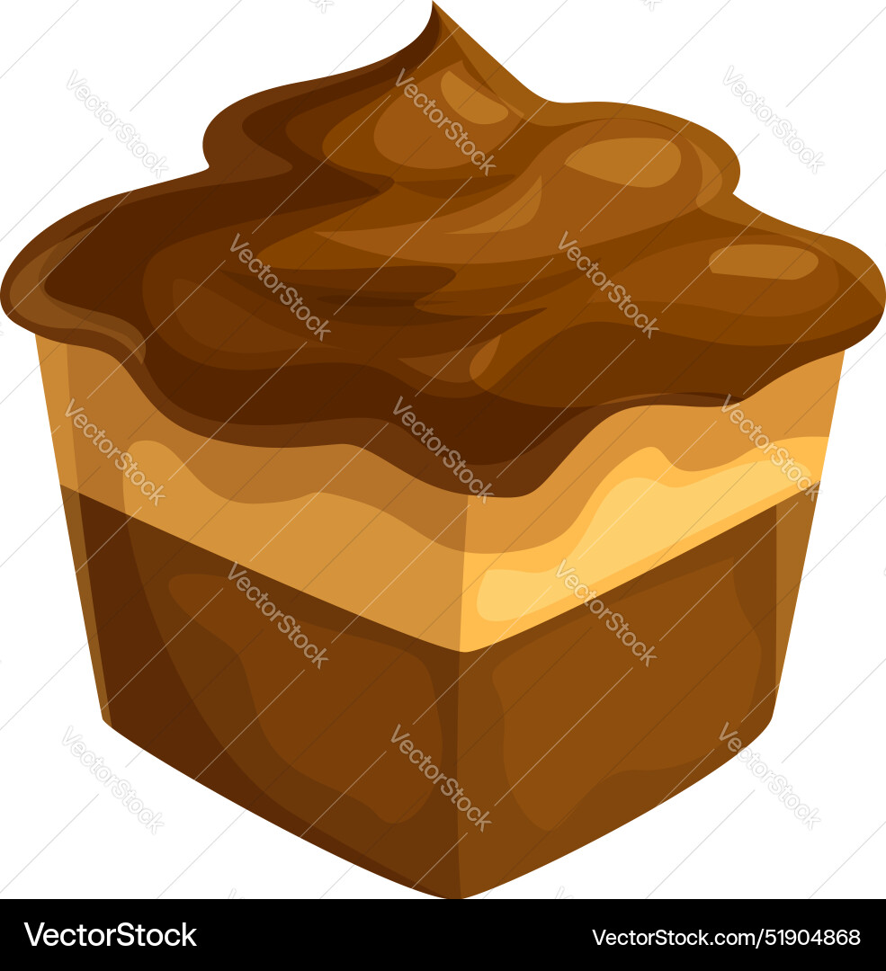 Delicious square chocolate cake Royalty Free Vector Image