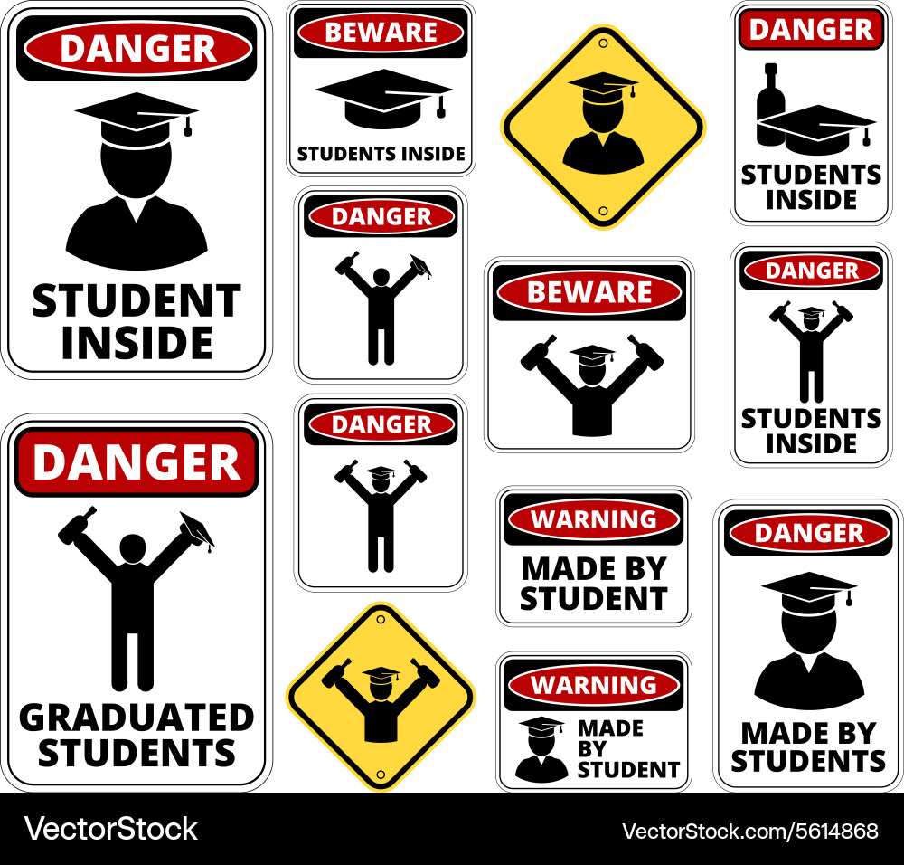 Drunk Student Party - Danger Signs Royalty Free Vector Image