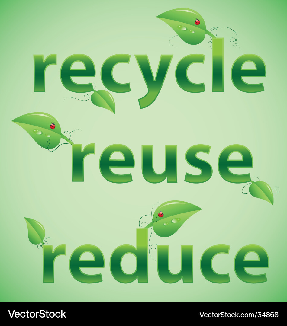 Recycle reuse reduce leafy font Royalty Free Vector Image
