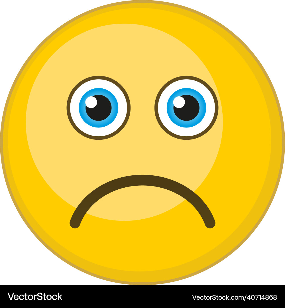 Sad face expression unhappy yellow ball emoji Vector Image