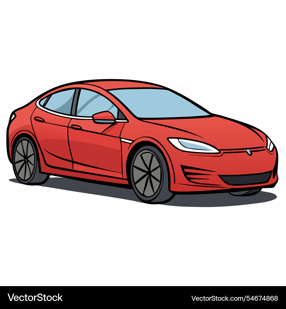 Tesla car flat design Royalty Free Vector Image