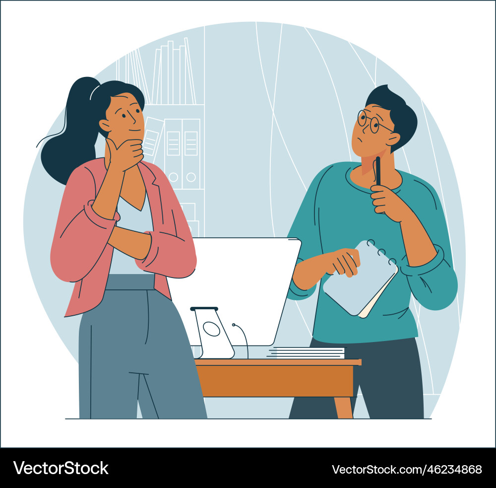 Thinking managers man and woman Royalty Free Vector Image
