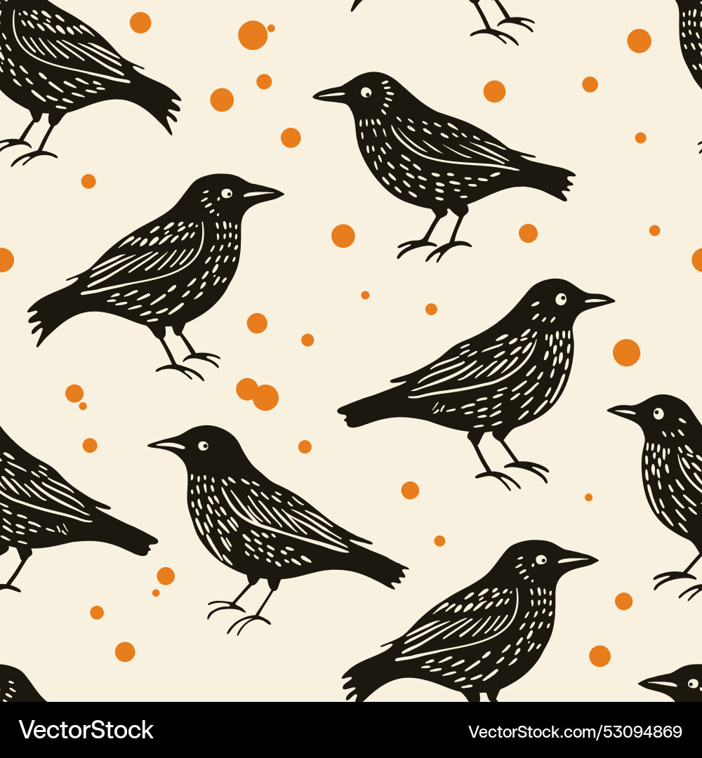 Black raven pattern Royalty Free Vector Image - VectorStock