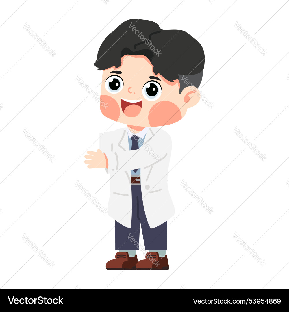 Cartoon doctor pointing to something Royalty Free Vector