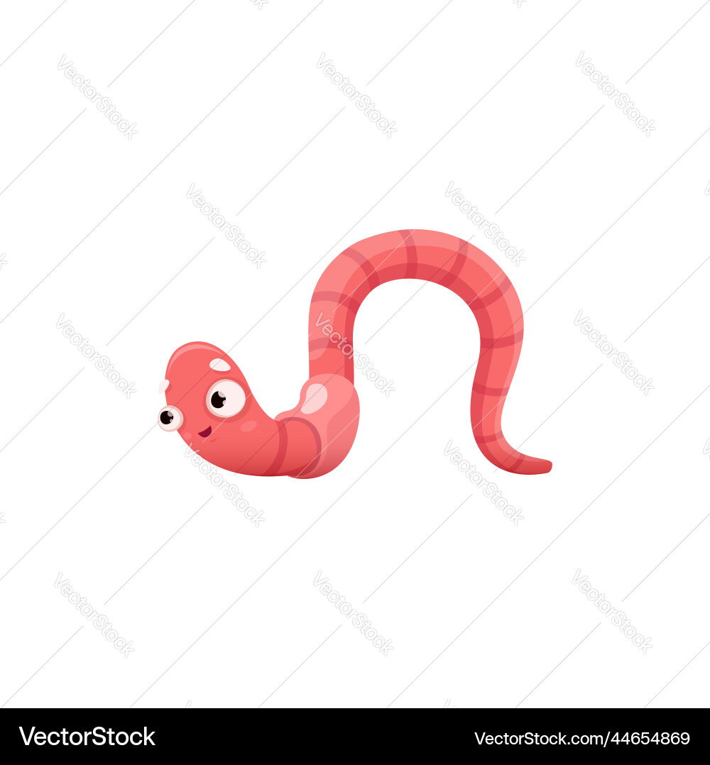 Cartoon funny worm crawl isolated earthworm Vector Image