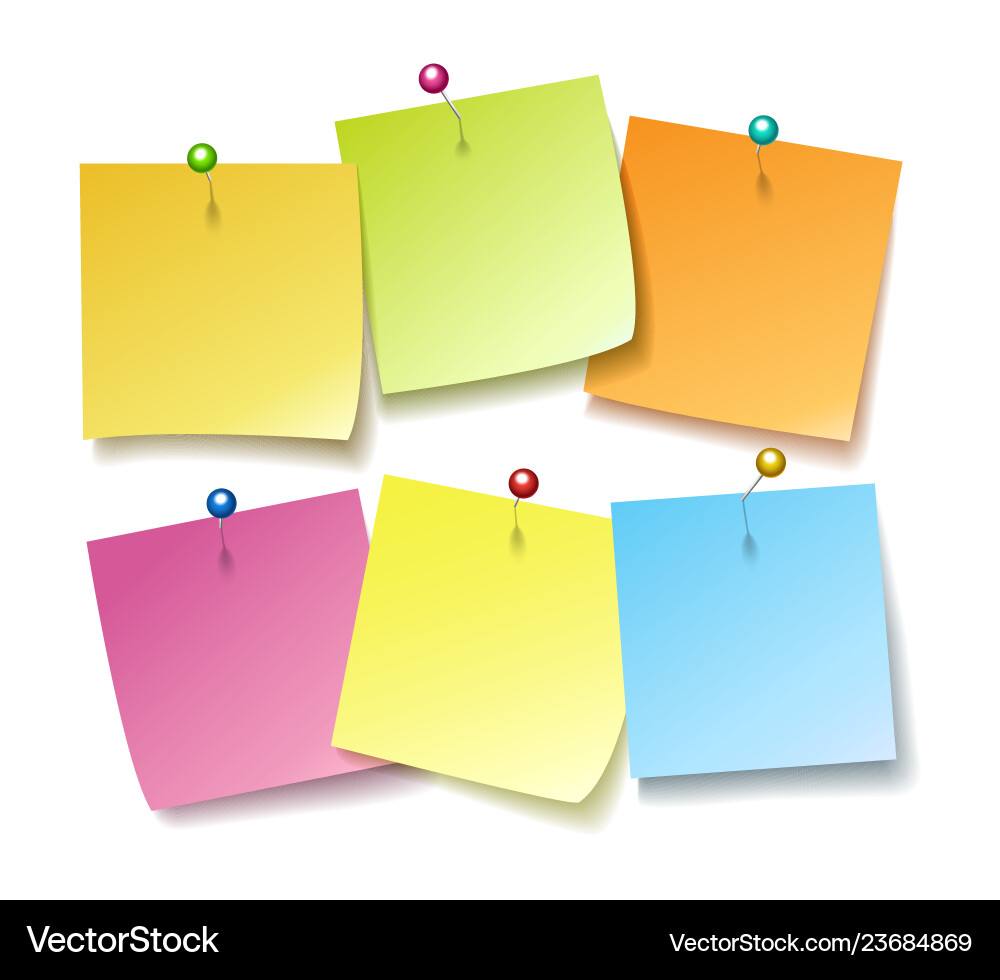 Colorful Sticky Notes with Pins Royalty Free Vector Image