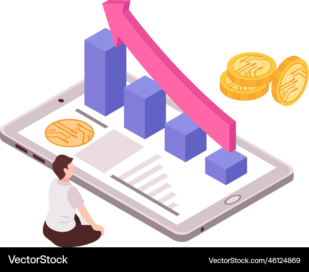 Crypto analysis growth composition Royalty Free Vector Image