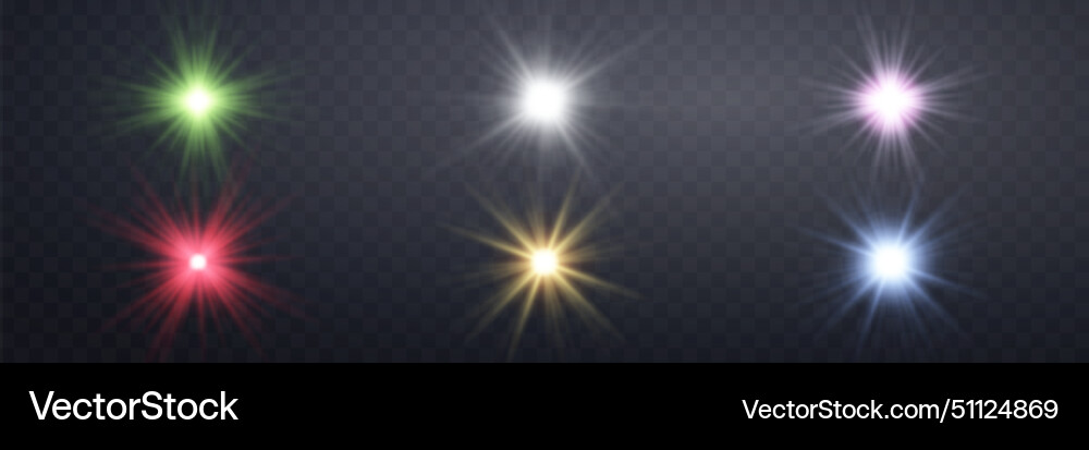 Different colors sunlight lens flare sun flash Vector Image