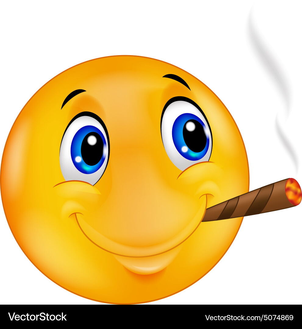 Emoticon smiley smoking cigar Royalty Free Vector Image