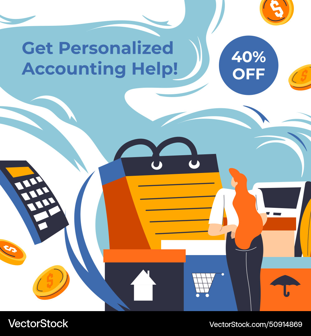 Get personalized accounting help discount service Vector Image