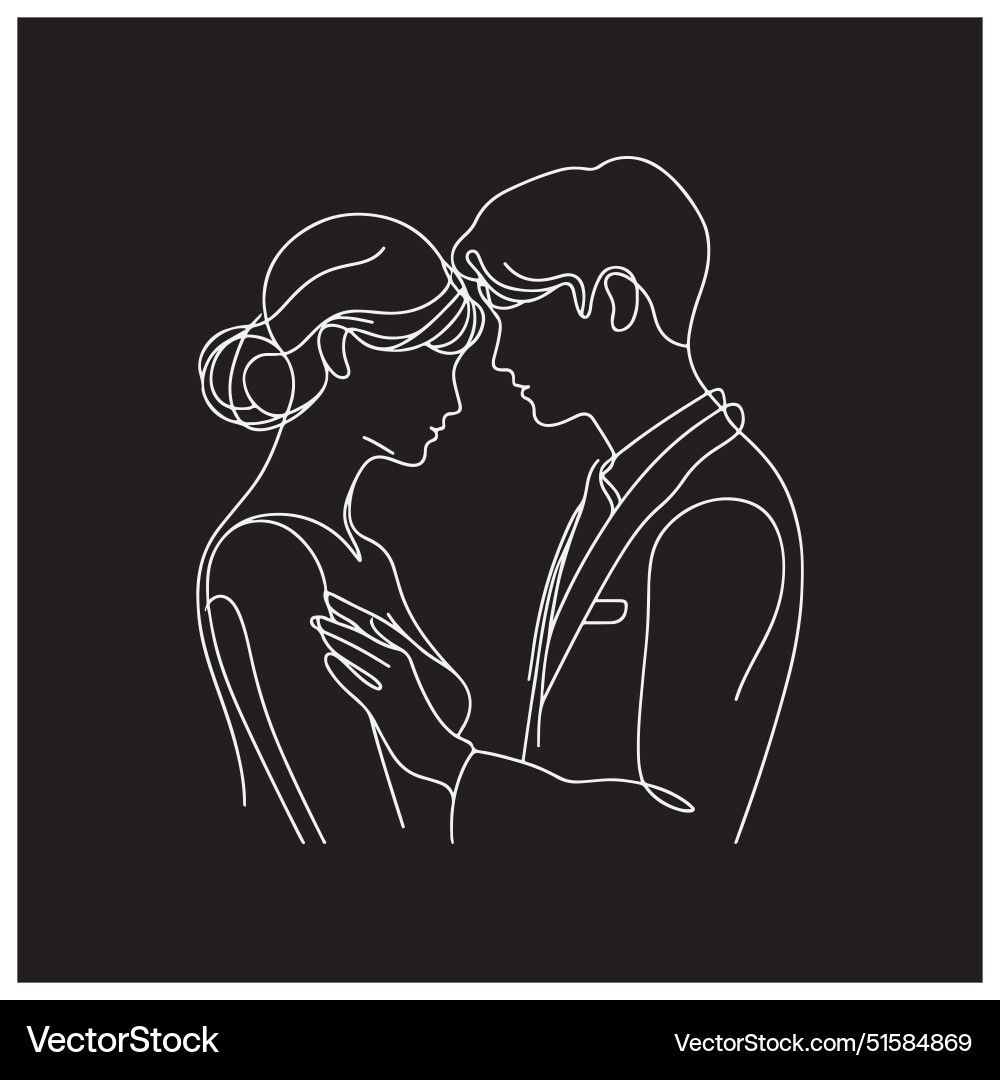 One continuous drawn line wedding from Royalty Free Vector