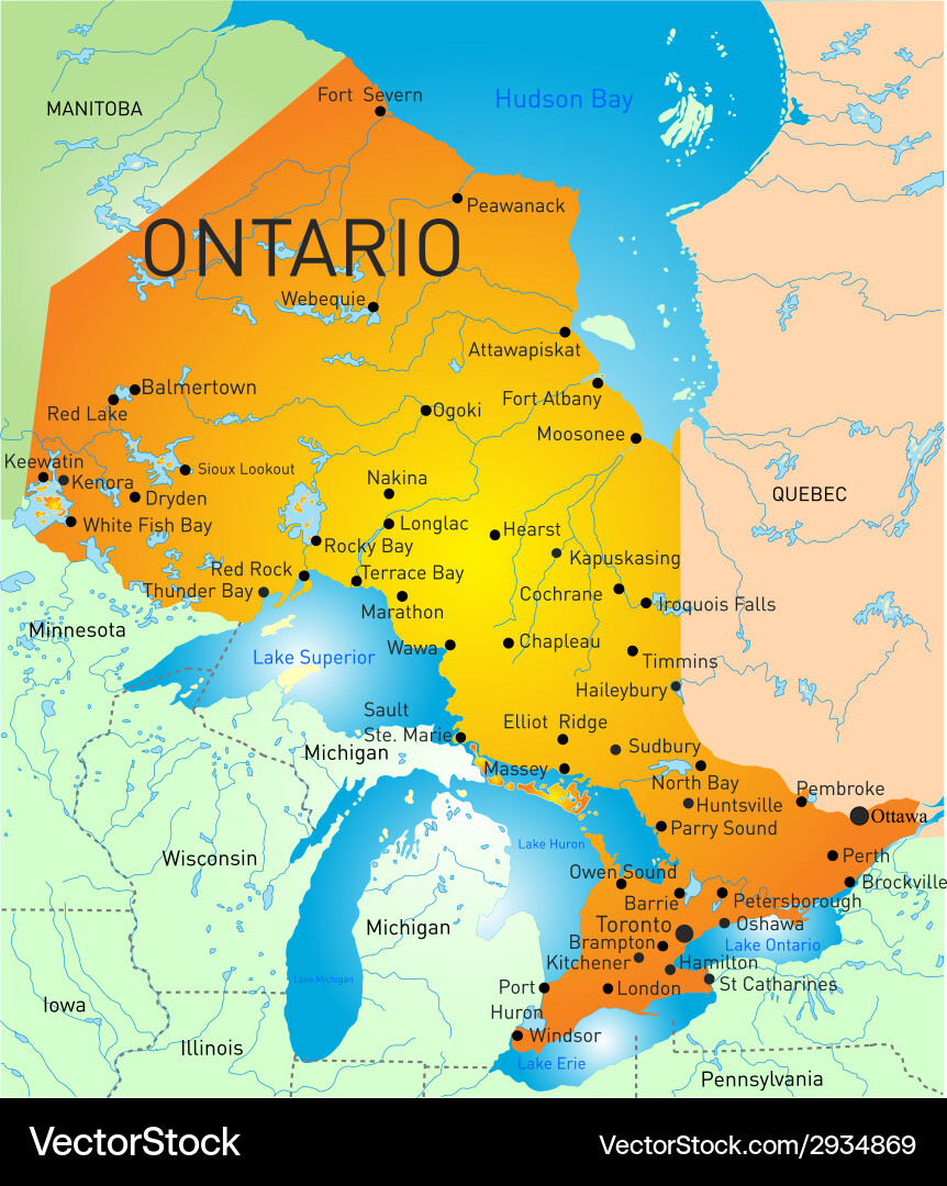 Map of Ontario Cities Vector Images (over 330)