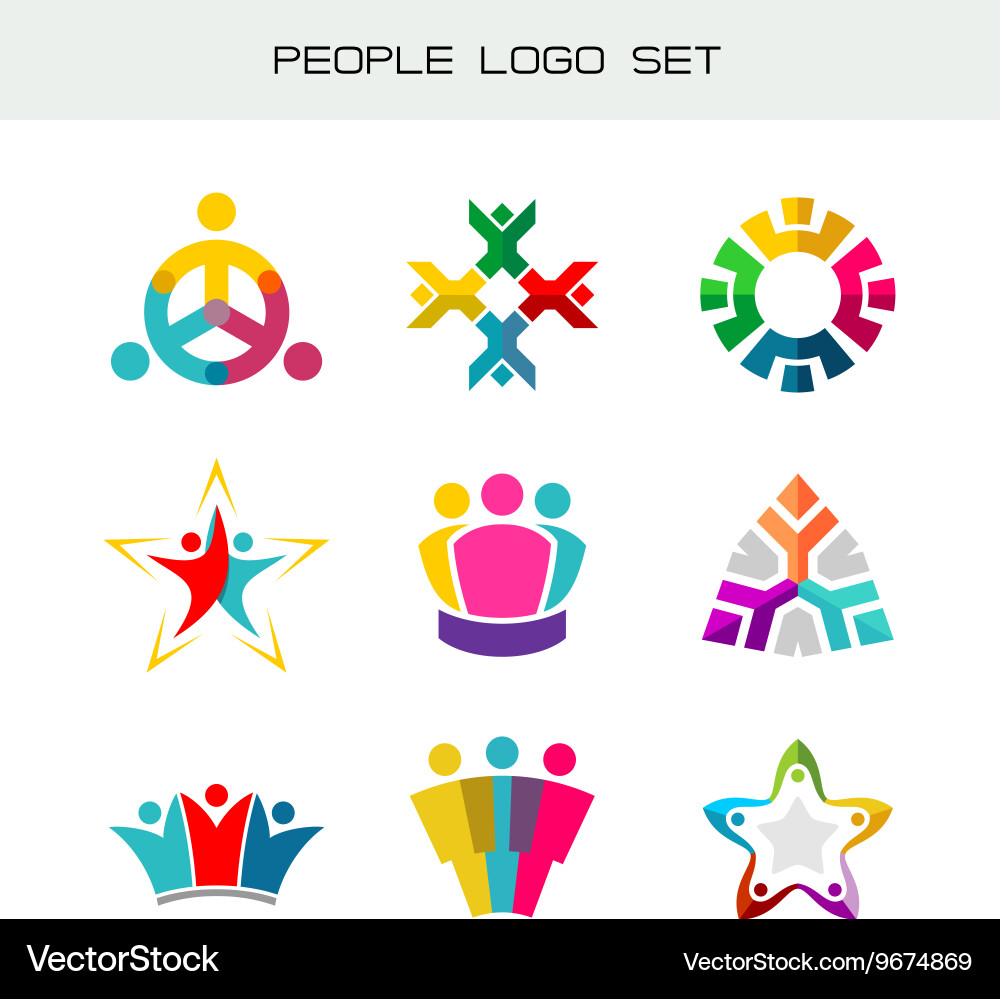 People logo set group of two three four or five Vector Image