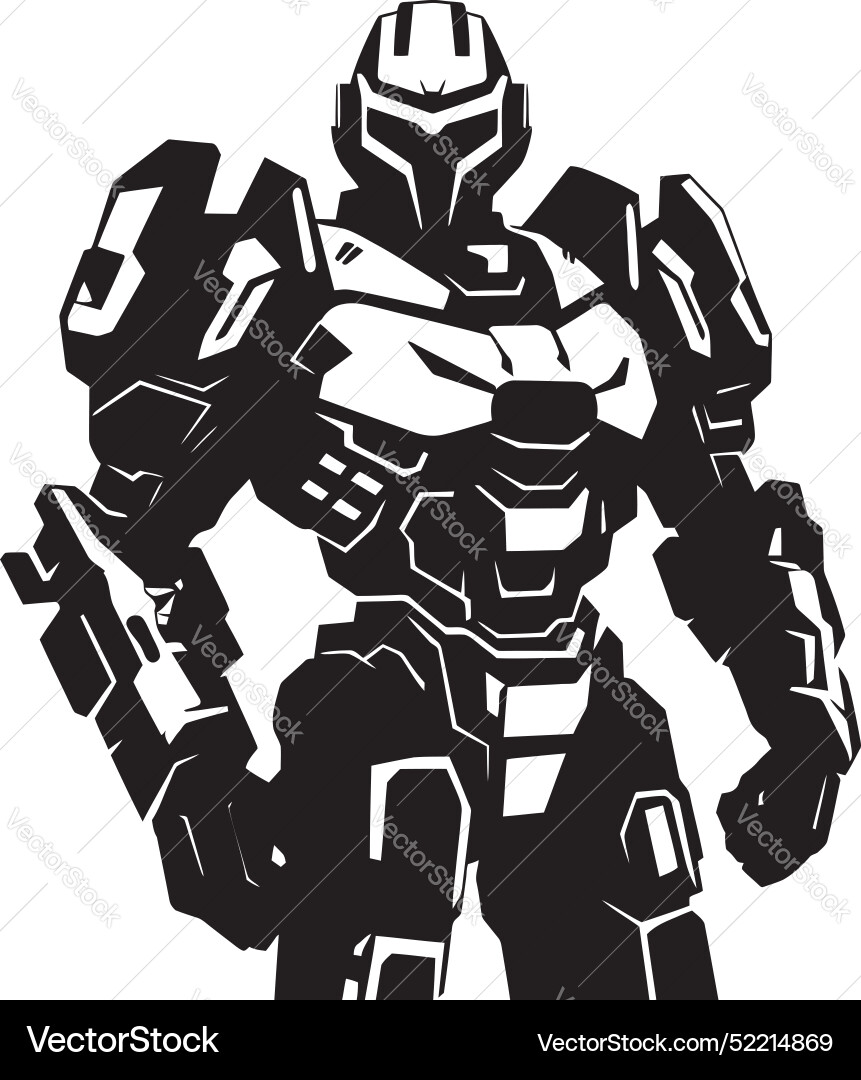Sleek guardian black combat android symbol aerial Vector Image