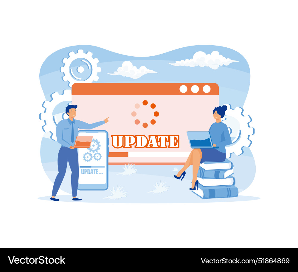 System update concept people operation Royalty Free Vector