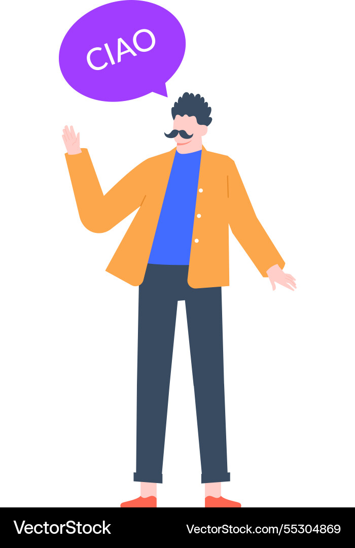 Young italian man with a mustache waving Vector Image