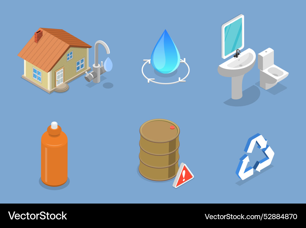 3d isometric flat of water Royalty Free Vector Image