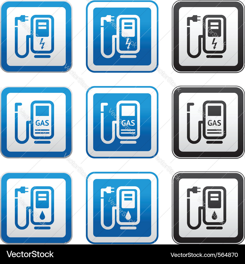 Gas Station Icons Royalty Free Vector Image - VectorStock