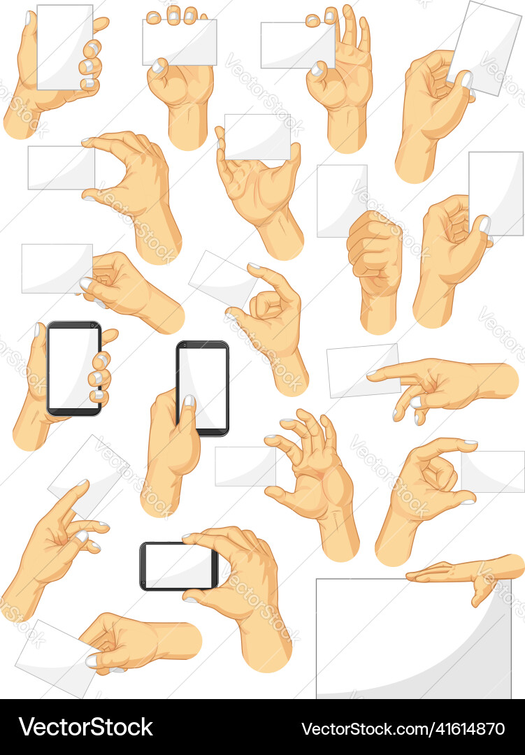 Hand gesture holding smartphone sign cartoon Vector Image