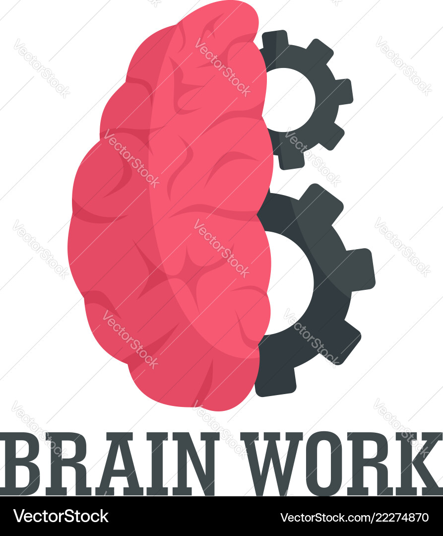 Hard brain work logo flat style Royalty Free Vector Image