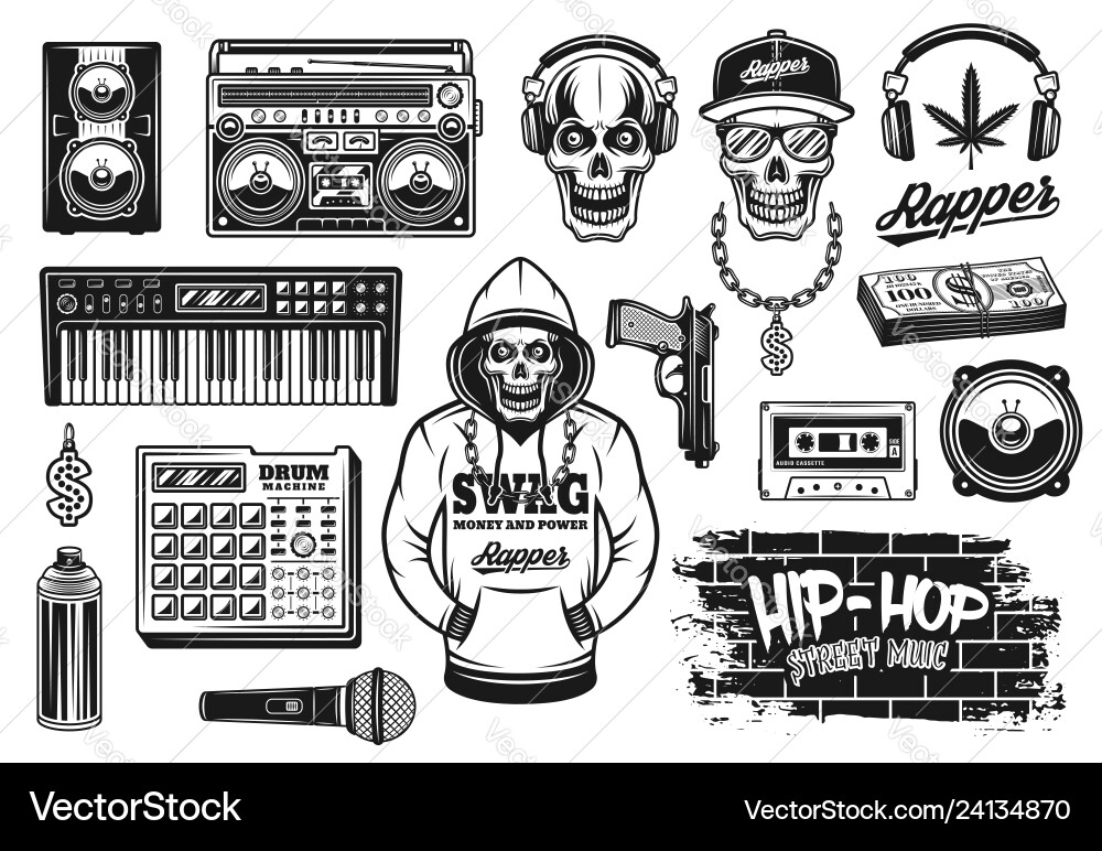 Hip Hop & Rap Music Elements Royalty Free Vector Image