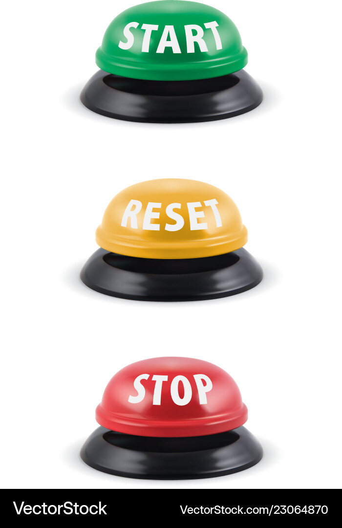 Round Start Stop Reset Buttons - 3D Royalty Free Vector