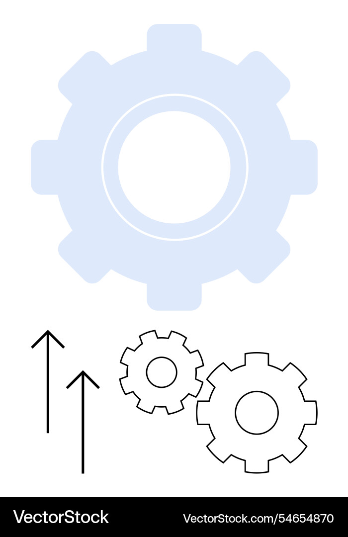 Three gears with upward arrows symbolizing growth Vector Image
