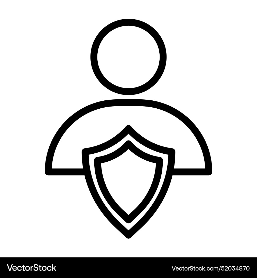 User protection shield linear logo mark in black Vector Image