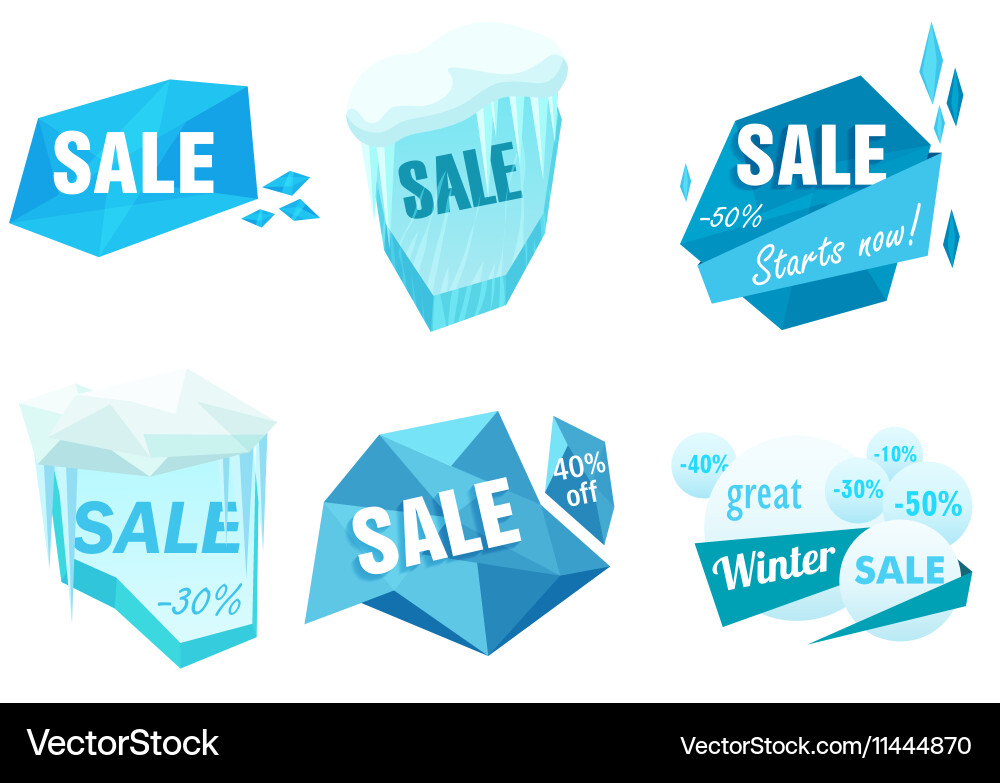 Winter ice sale set snow cold banner Royalty Free Vector