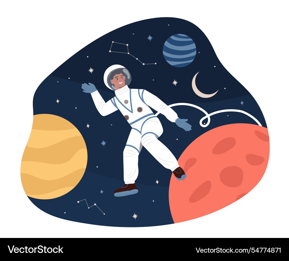 Astronaut in outer space Royalty Free Vector Image