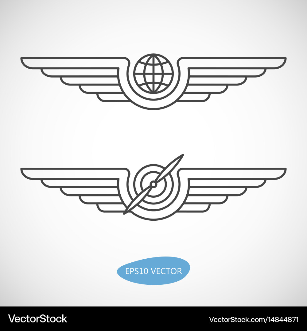 Aviation emblems badges and logo patches Vector Image