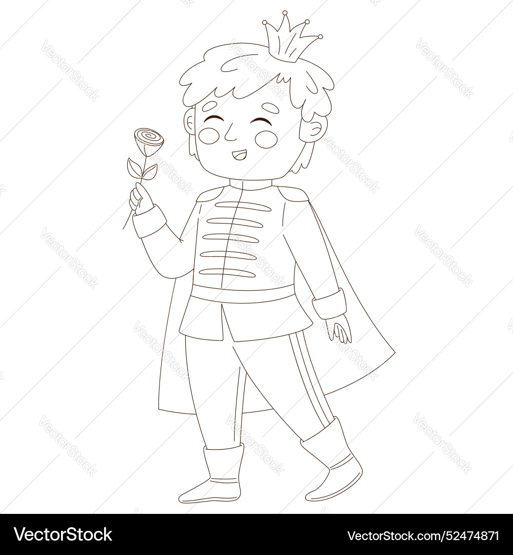 Charming coloring pages featuring cute prince in a