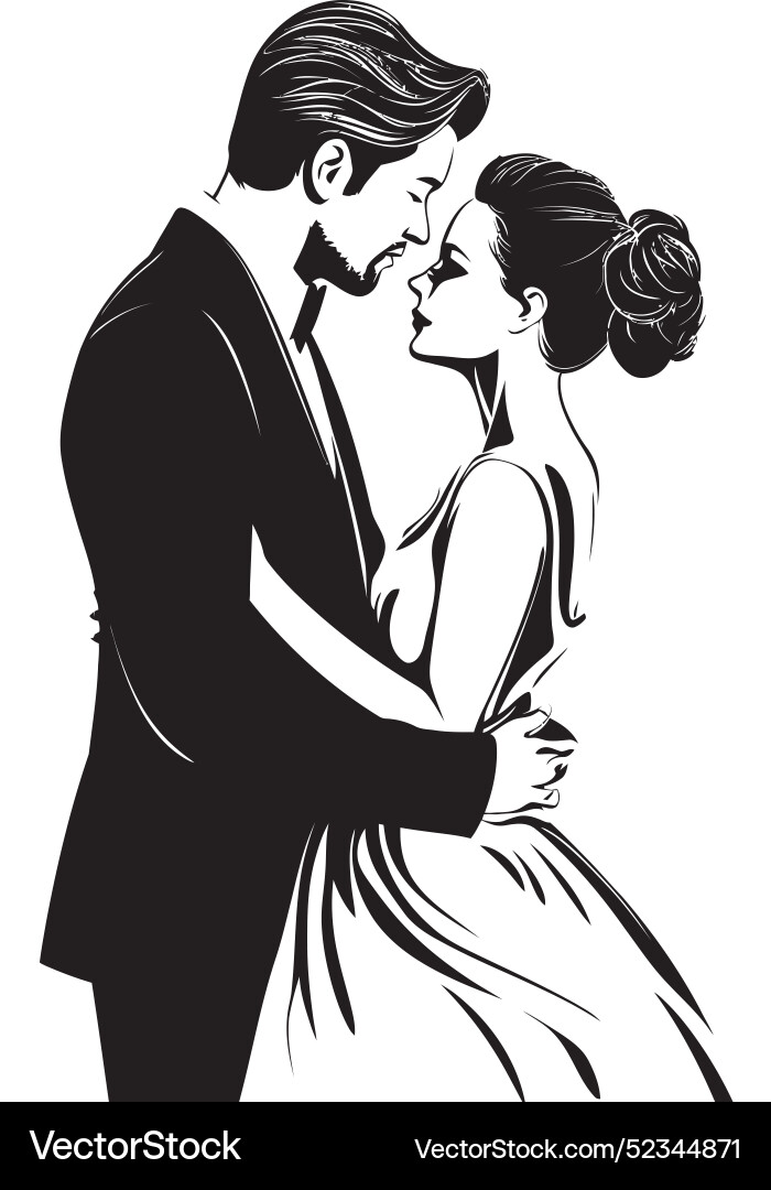 Chic affection wedding couple scenesgraphite Vector Image