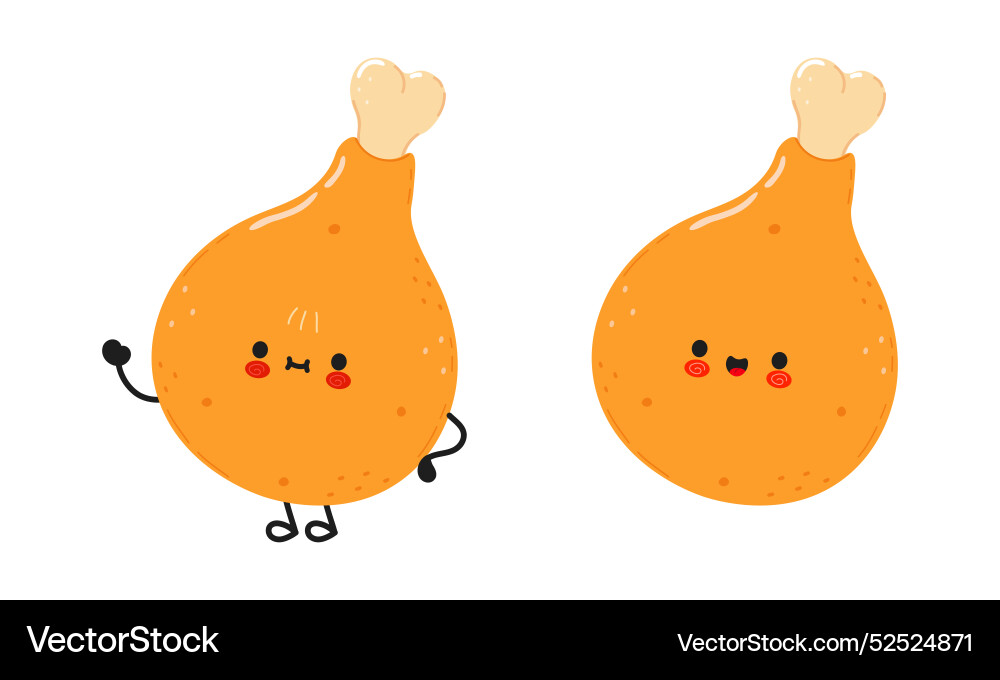 Chicken leg character hand drawn cartoon Vector Image