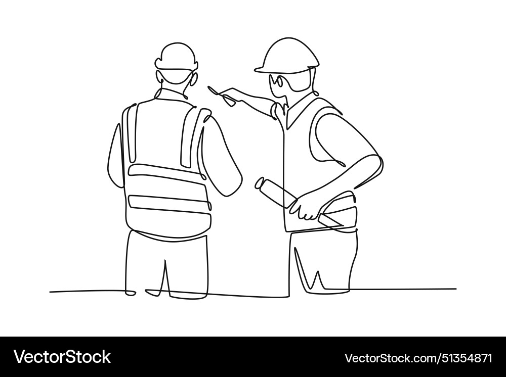 Continuous one line drawing of young foreman Vector Image