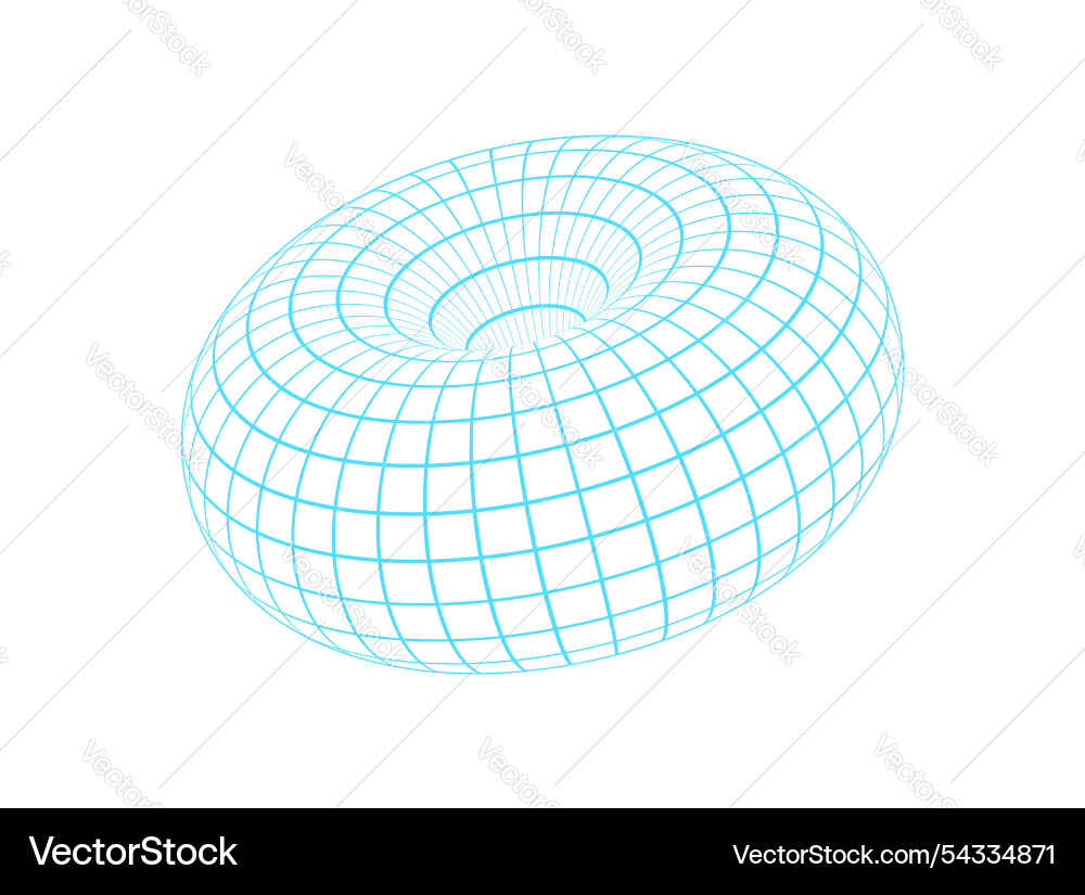 Cyberpunk 3d grid donut Royalty Free Vector Image