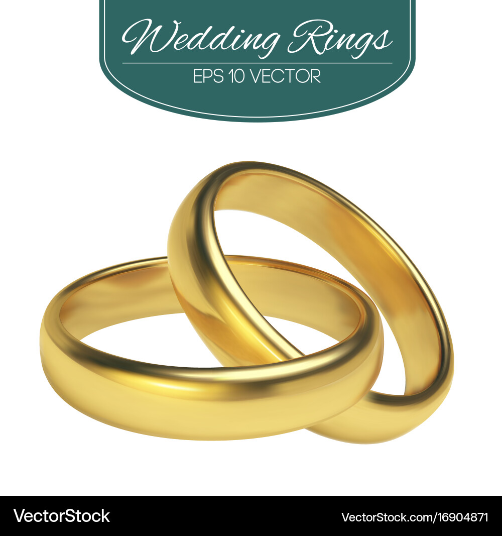 Gold wedding rings isolated on transparent Vector Image