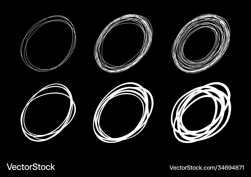 Hand Drawn Oval Circles - Sketch & Scribble Vector Image