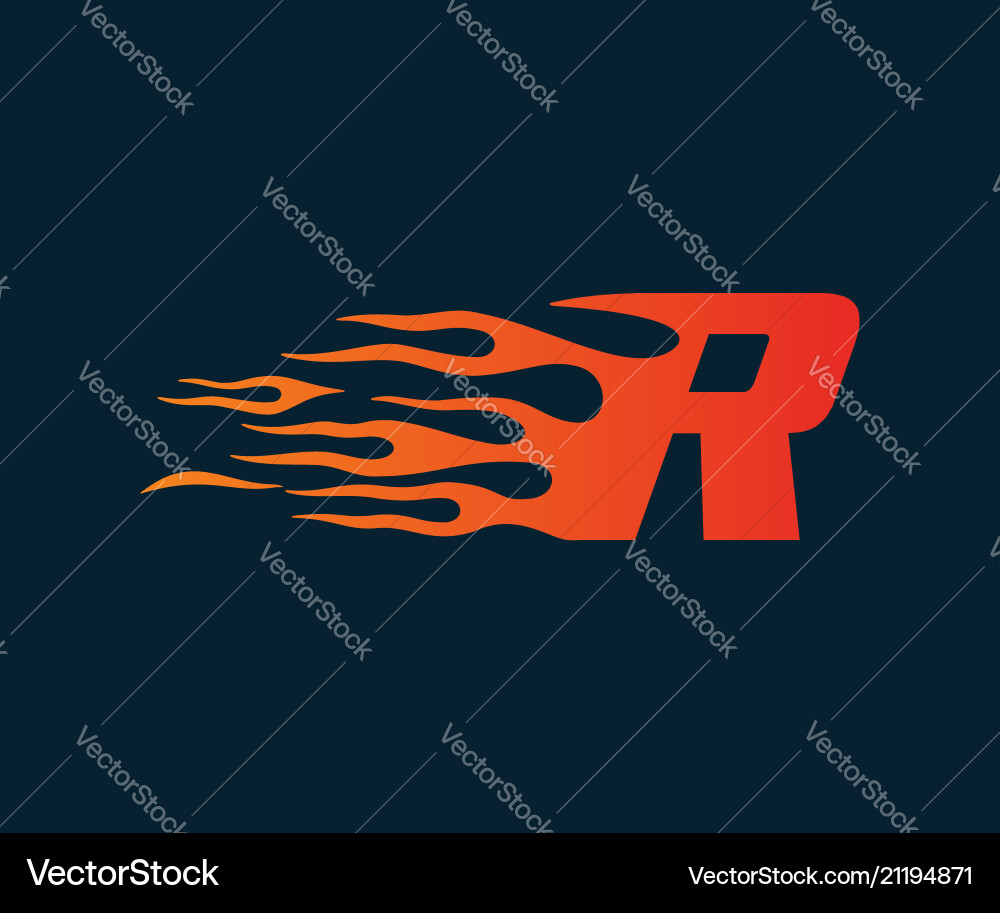 Letter r flame logo speed design concept Vector Image